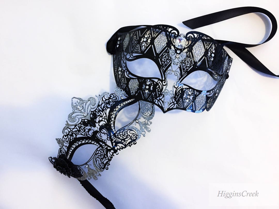 Black Couples Masquerade Mask Set, His and Hers Masks, Venetian Couples ...