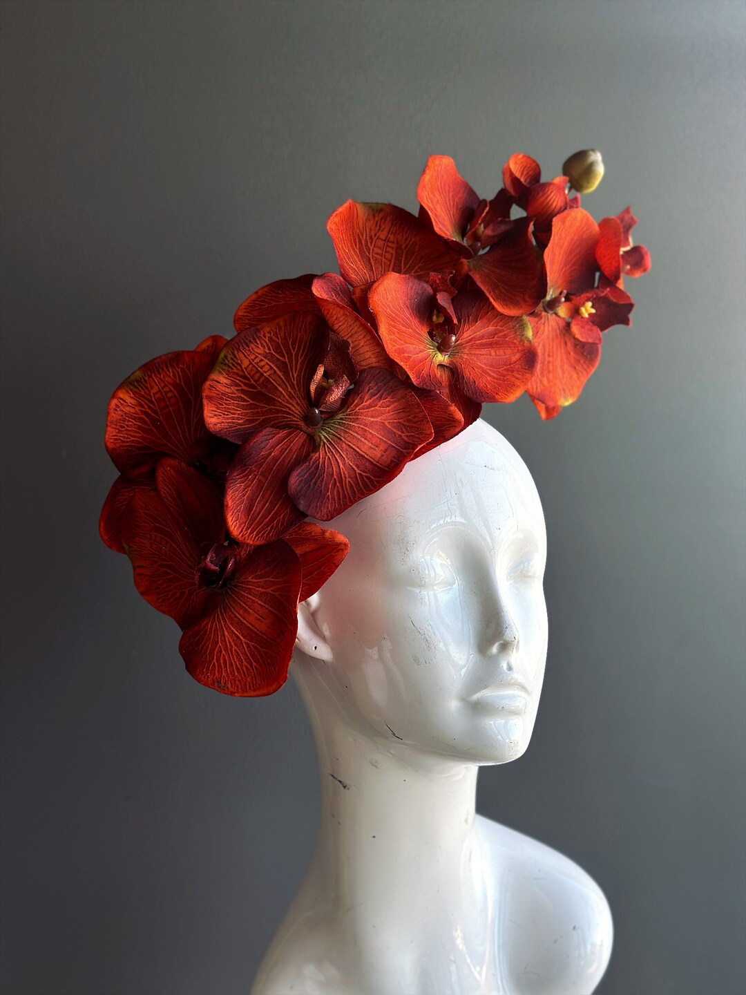 Orange Orchid Fascinator Hat Tea Party Hat Flower Headband - Etsy