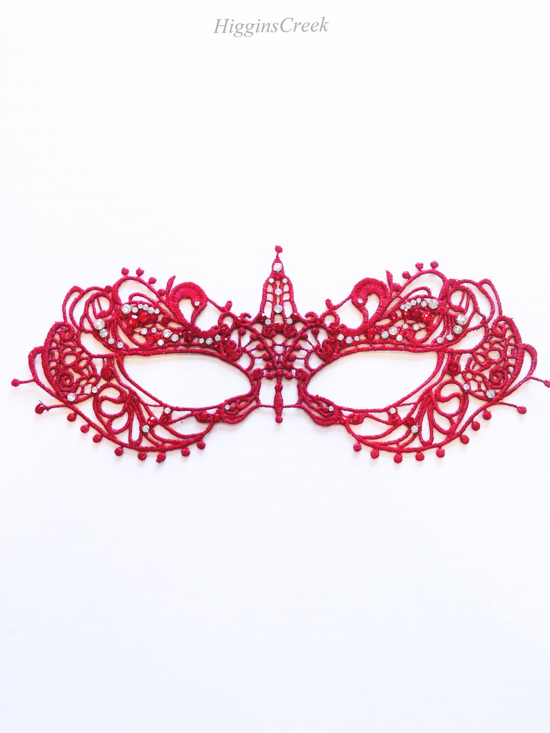 Red Lace Mask With Shimmer, Ruby and Diamonds, Venetian Masquerade Mask ...
