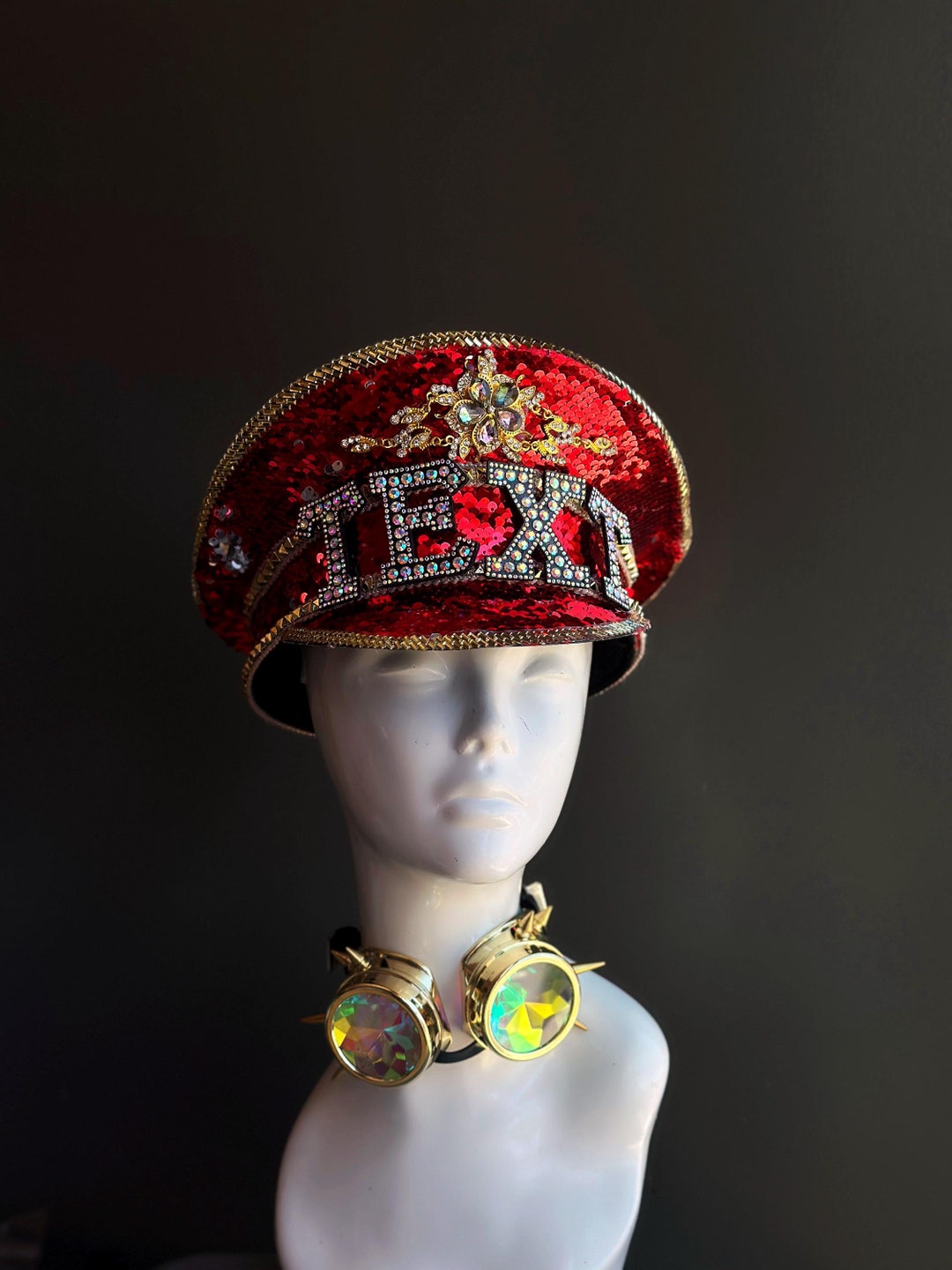 Red Holiday Gift Ideas Rave Fan Black Captains Hat With Steampunk ...