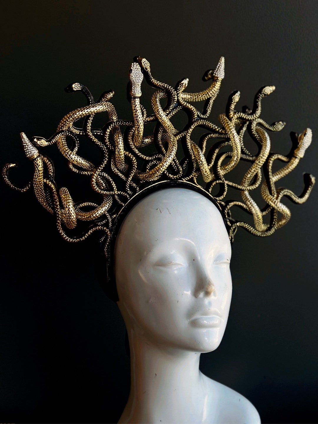 Medusa Snake Headdress Gold Medusa Halloween Costume Headdress Gold ...