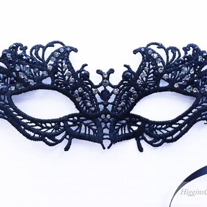 Women Masquerade Mask, Black Lace Mask With Black Diamond Rhinestones ...
