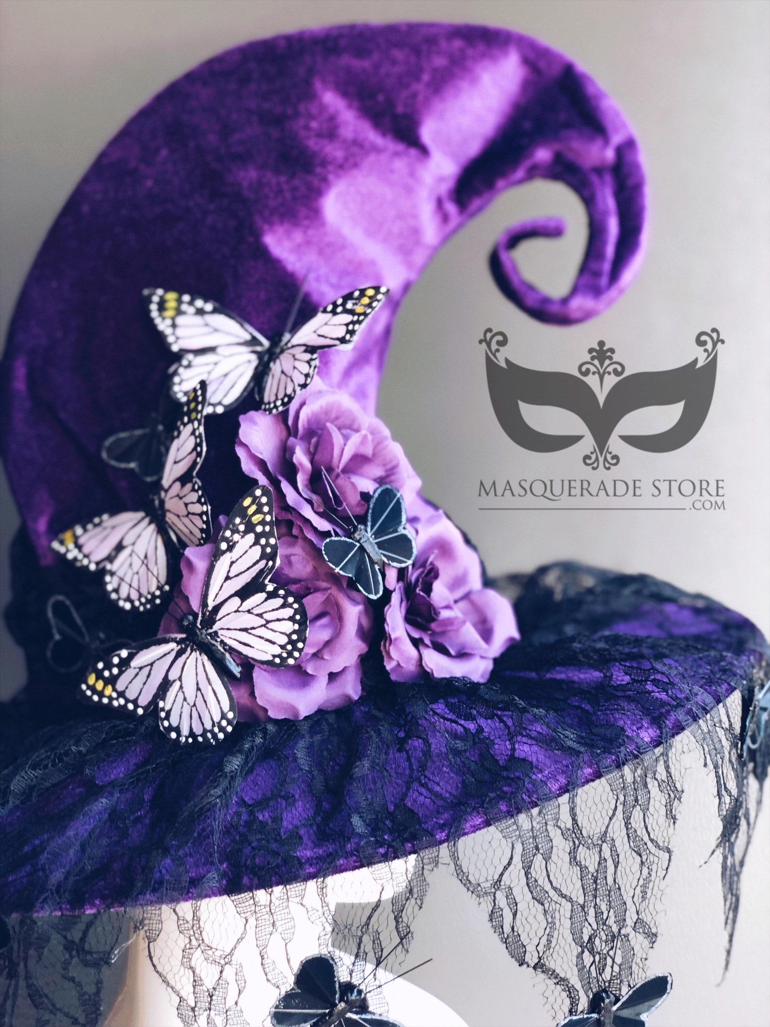 Purple Witch Hat Floral Witches Hat Halloween Witch Costume - Etsy