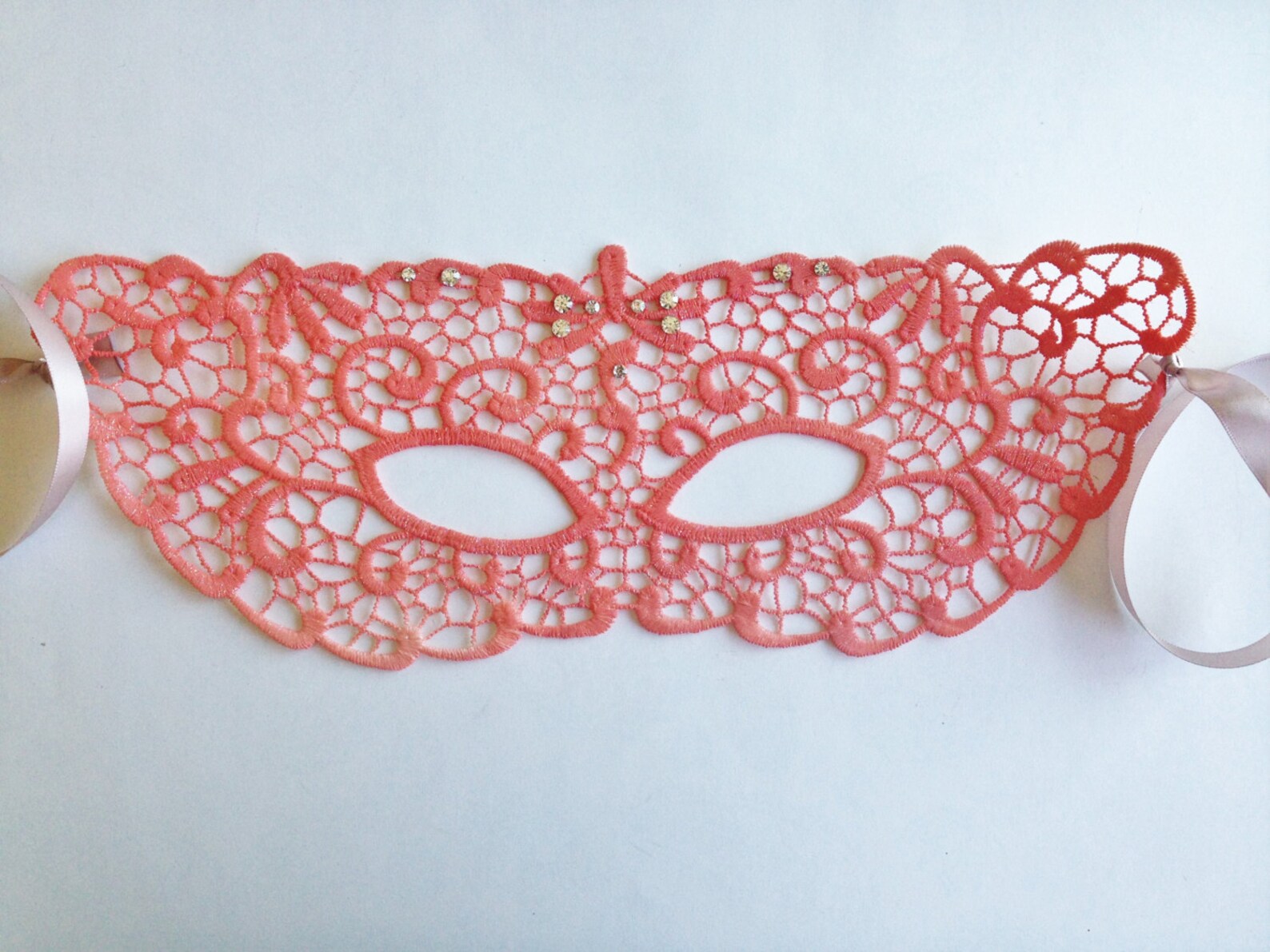 Coral Peach Lace Mask Masquerade Lace Masks Halloween Lace - Etsy