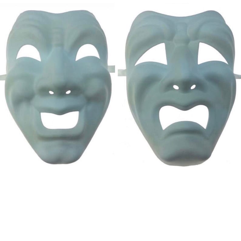 Comedy and Tragedy DIY Full Face Masks Sad and Happy Smile Face Mask ...
