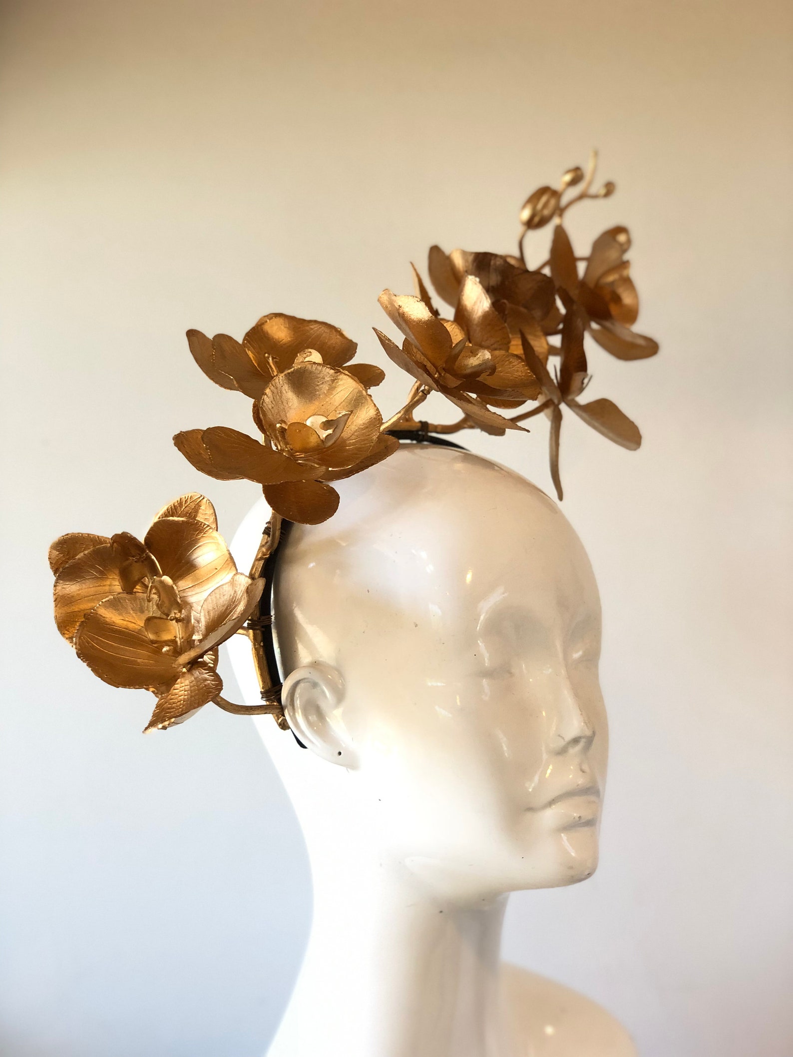Gold Floral Headband Orchid Headband Women Flower Crown - Etsy