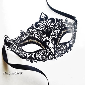 Womens Black Metal Lace Venetian Masquerade Prom Mask - Etsy