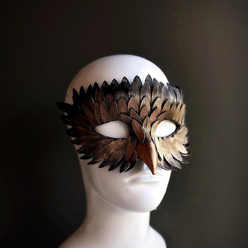 Black Bronze Raven Mens Masquerade Mask, Black Bronze Mens Mask, Mens ...