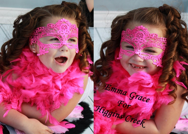 Hot Pink Mask for Girls Masquerade Mask for Children Masks | Etsy