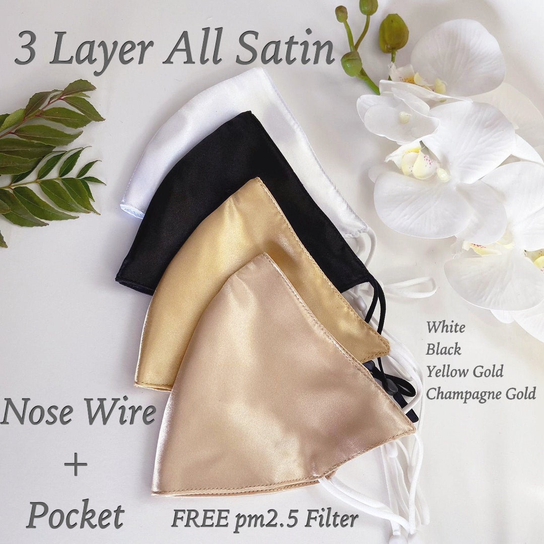Champagne Satin Mask Party Mask Face Masks Satin Face Mask Women Luxury ...