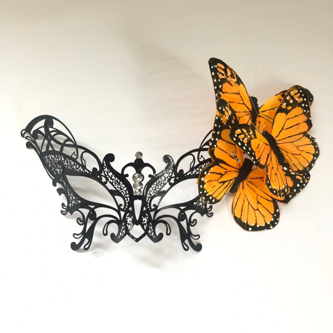Black Butterfly Mask With Butterflies Butterfly Halloween - Etsy