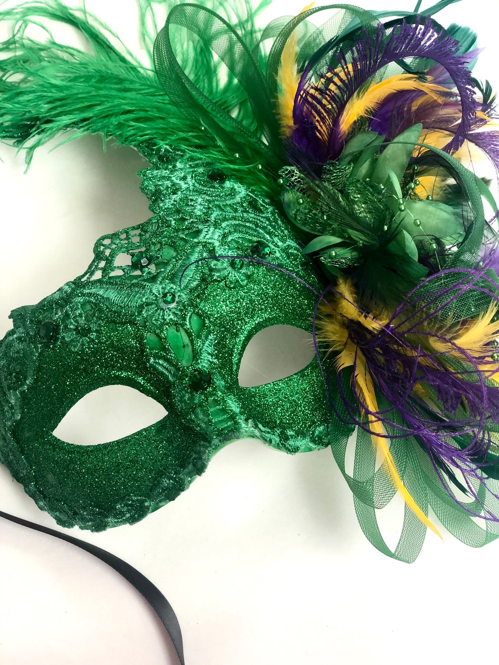 Mardi Gras Women Mask Masquerade Mask With Fishnet Veil and | Etsy