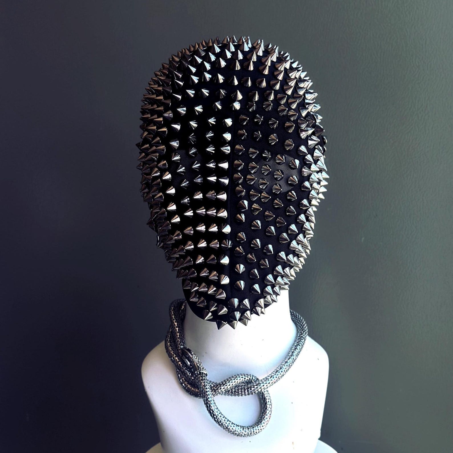 Gold Spike Full Face Mask Snake Jeweled Over the Head Mask Black ...