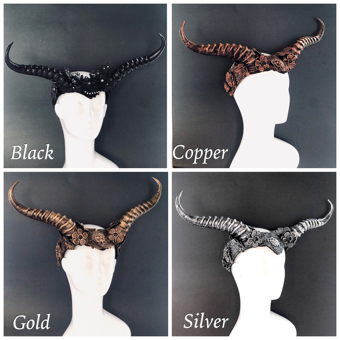 Women's Horned Headpiece Mythical Creature Horns Black | Etsy