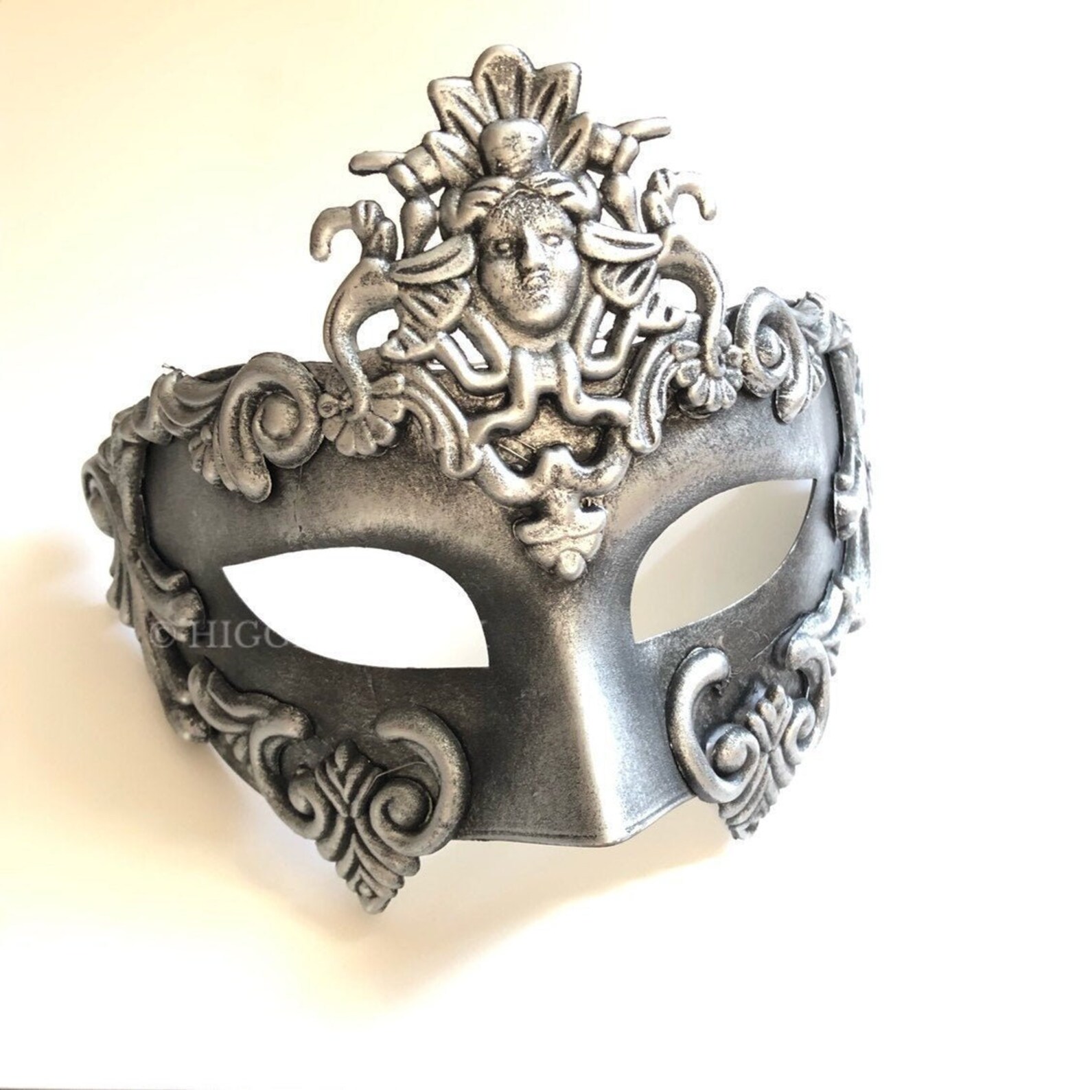Silver Mens masqerade mask Silver Mask Roman Halloween | Etsy