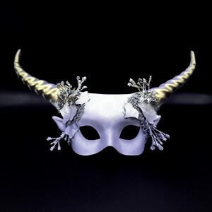 Black Gold Women Masquerade Mask, Horn Mask, Halloween Mask, Animal ...