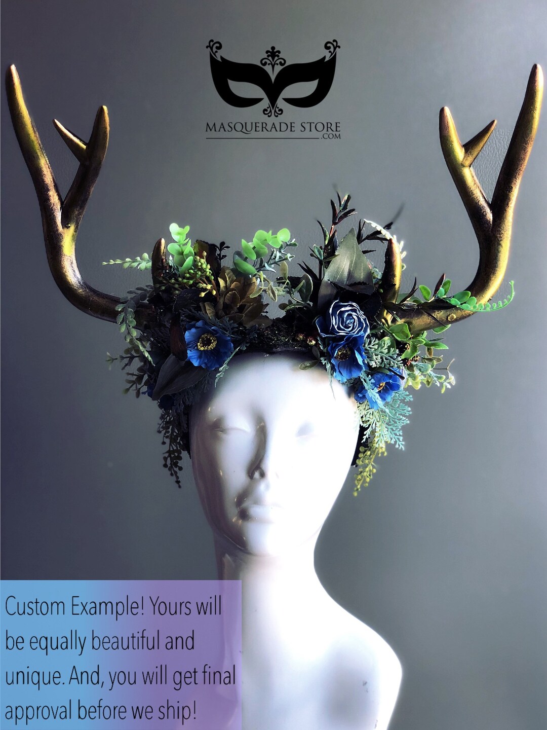 Nature Headpiece With Horns, Deer Antler Headdress, Pagan Samhain ...