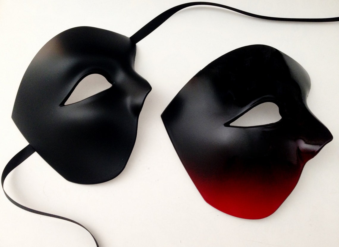 Black Mens DIY Masquerade Mask Half Face Phantom of the Opera | Etsy
