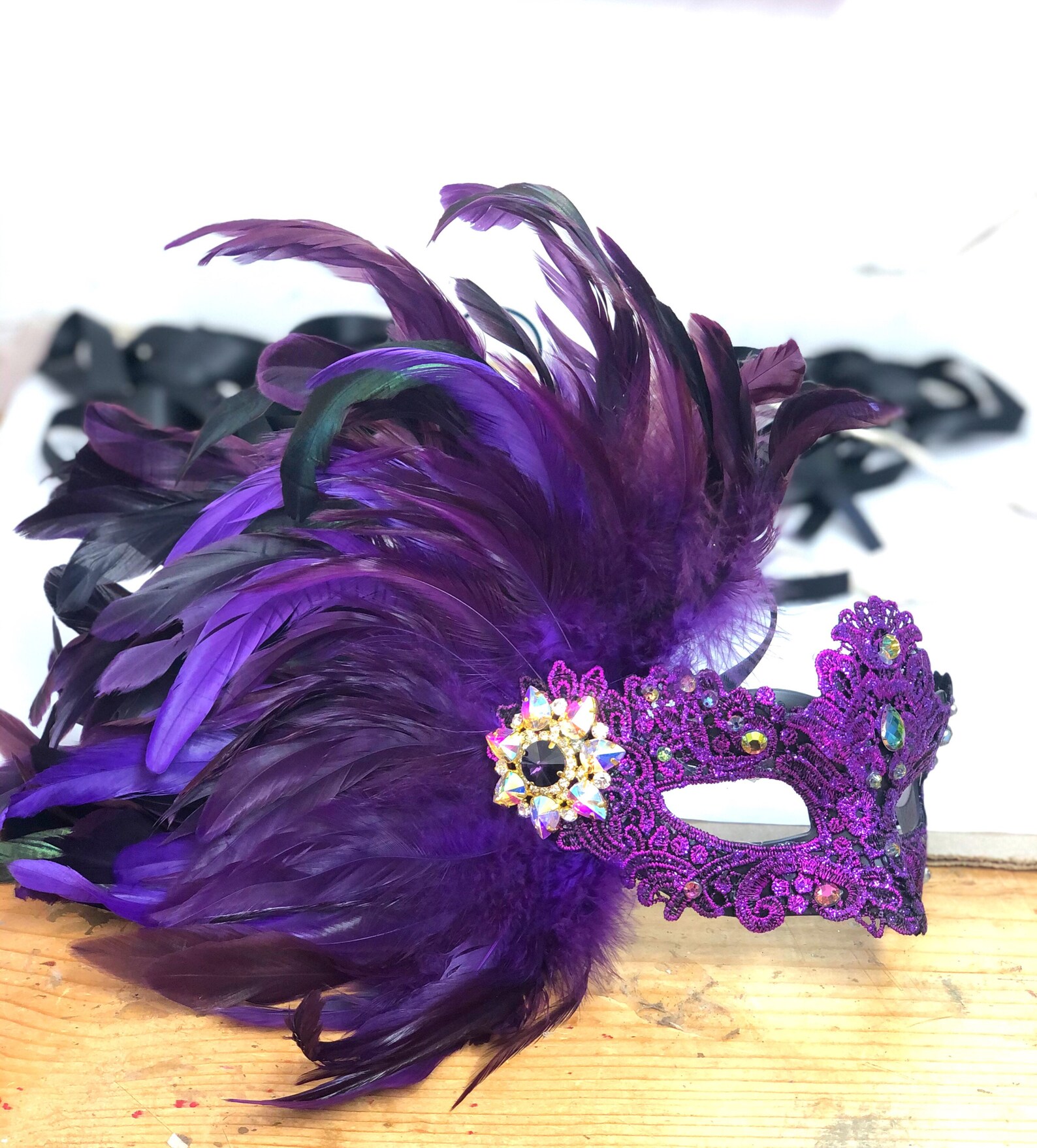 Stunning Masquerade Mask Purple Turquoise Mask Unique Mix Teal - Etsy