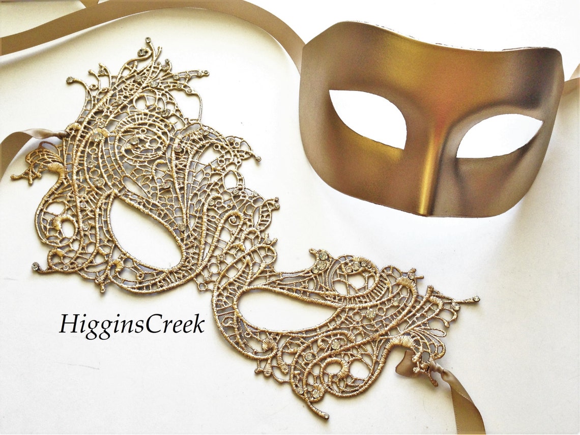 Gold Men Women Opera Phantom and Renaissance Carnival | Etsy