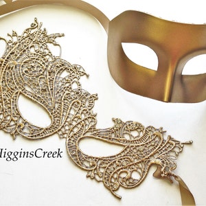 Gold Men Women Opera Phantom and Renaissance Carnival Rhinestone ...