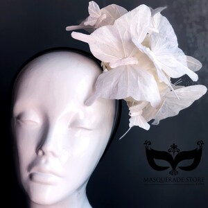 White Butterfly Headpiece, White Fascinator Headband With Butterflies ...