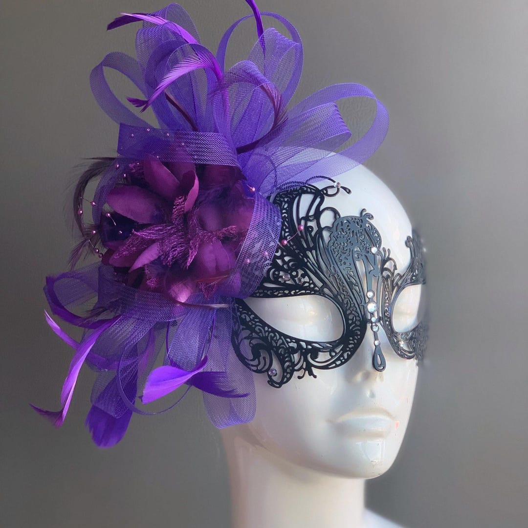 Purple Flower Masquerade Mask, Elegant Mask, Womens Masquerade Mask ...