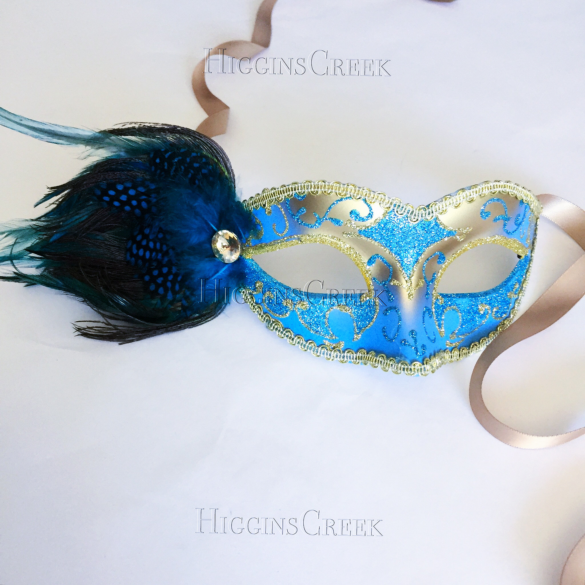 Turquoise Masquerade Mask Turquoise Feather Womens Mask - Etsy UK