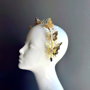 Gold Butterfly Headband, Metal Headband, Butterfly Headpiece, Butterfly ...
