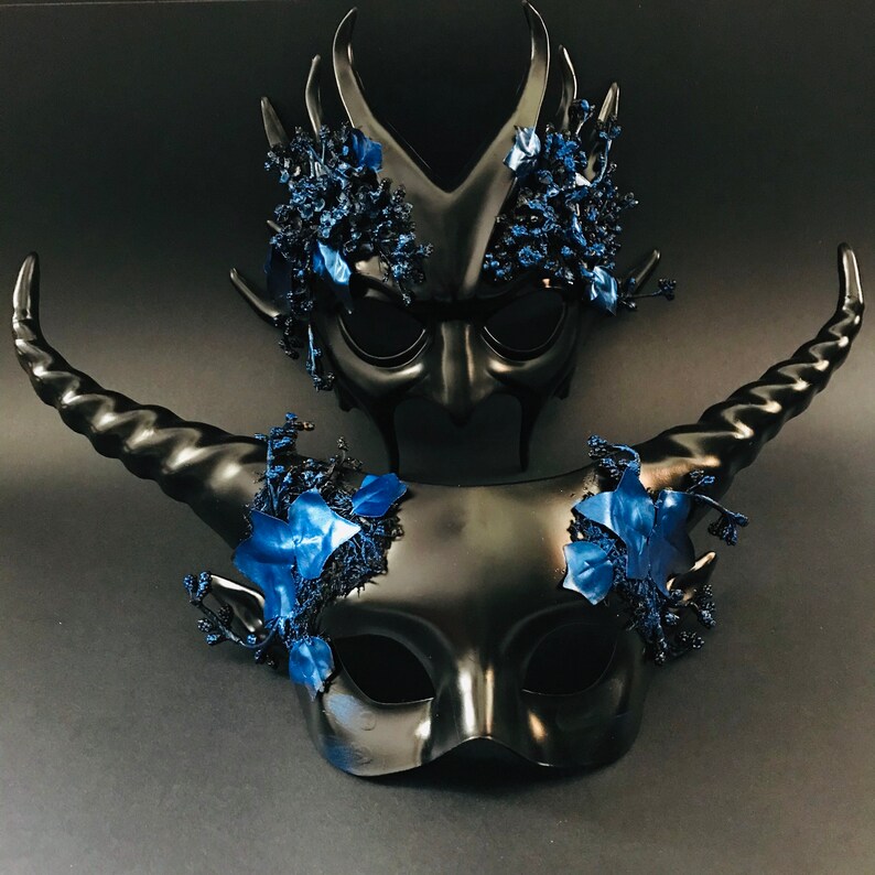 Black Goblin Horned Gothic Couples Masquerade Mask - Etsy
