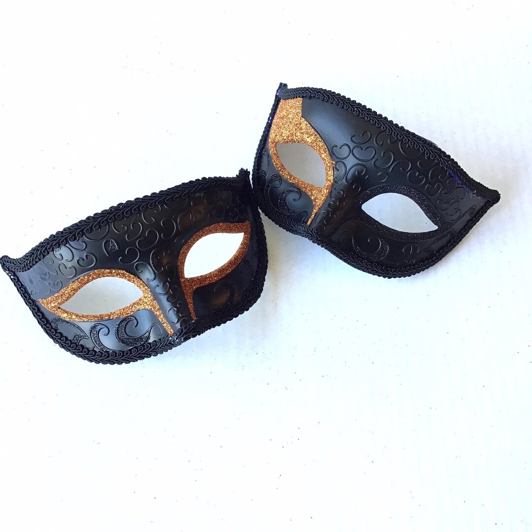 Black Orange Mens Masquerade Mask Glitter Mask Orange Masquerade Party ...