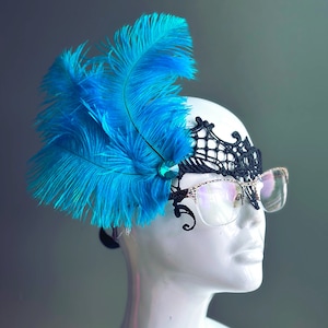 Masquerade Mask for Eyeglasses - White Feather Mask - Eye Glass Masks ...