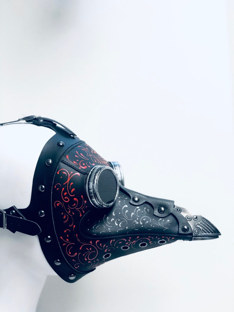 Black Red Plague Doctor Mask PU Leather Plague Mask Bird Mask | Etsy