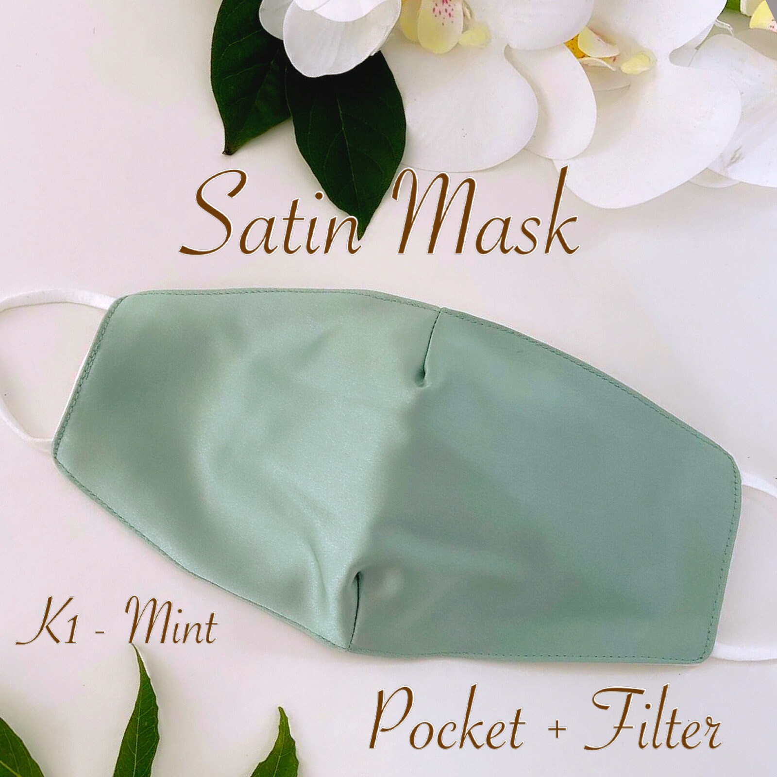 Mint green face mask Green silky soft satin masks wedding | Etsy