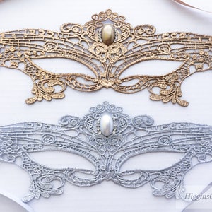 PEARL Lace Mask, Gold Silver Lace Masquerade Mask, Womens Mask, Gold ...