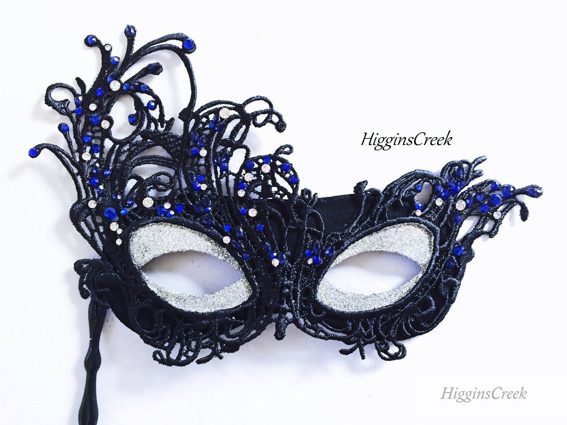 Handheld Masquerade Mask Custom Stick Mask With Shimmer - Etsy