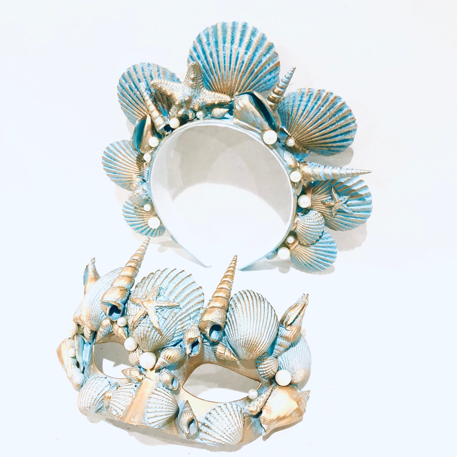 Mermaid Mask Sea Shells Headpiece Sea Creatur Mask Under the Sea Mask ...