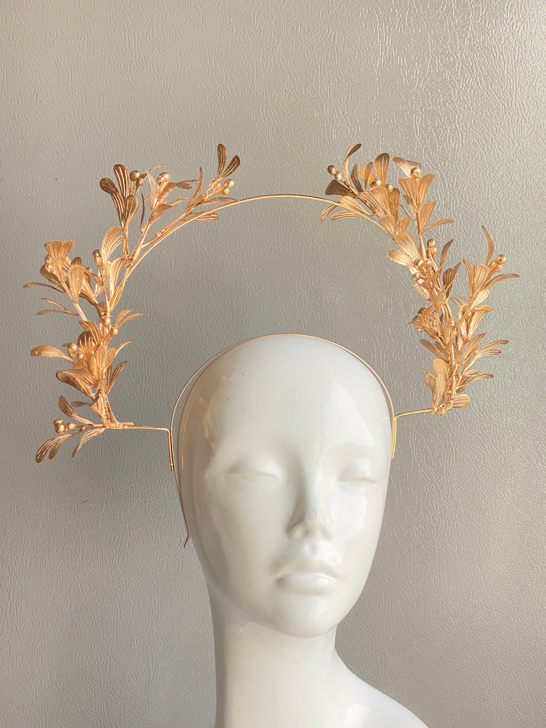 Goddess Crown L Gold Leaf Headpiece L Gold Halo Headdress L Queen Halo ...