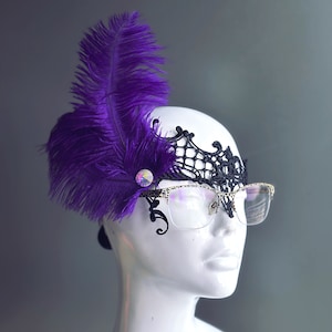 Masquerade Mask for Eyeglasses - White Feather Mask - Eye Glass Masks ...