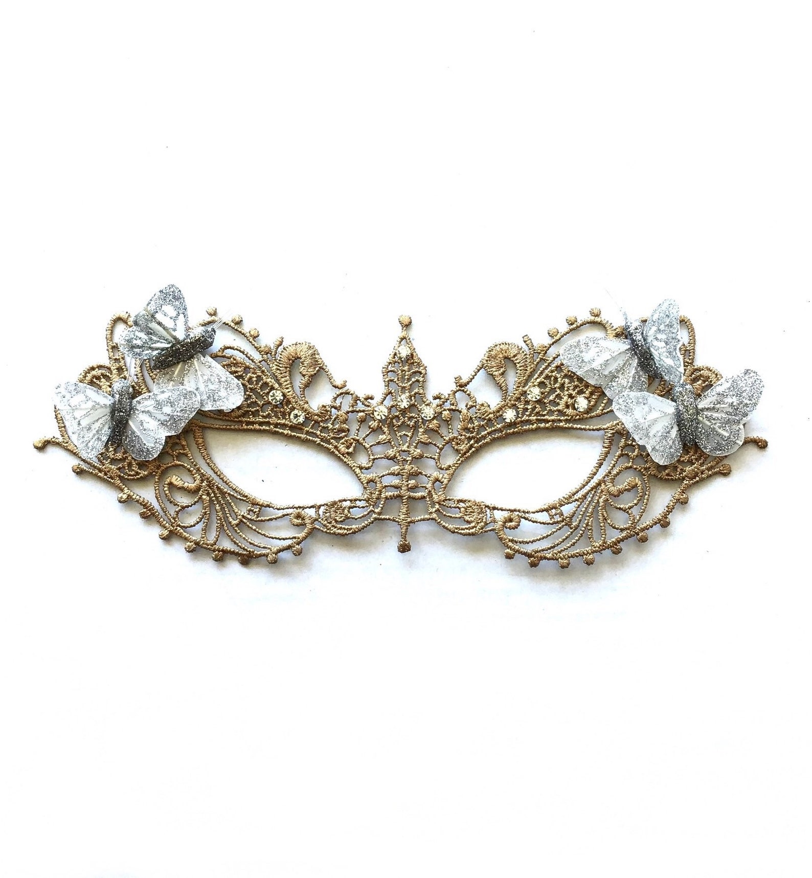 Women's Gold Masquerade Mask Mask With Rhinestones & - Etsy