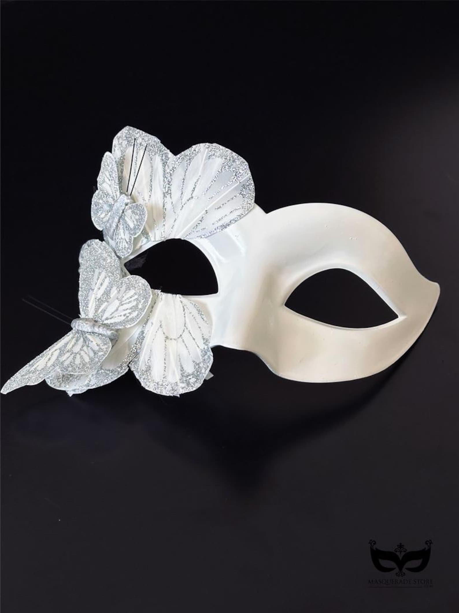 White & Silver Butterfly Masquerade Mask - Etsy