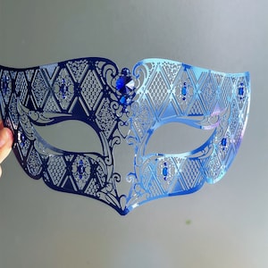 Deep Blue Couples Masquerade Masks, Navy Blue Venetian Couples Matching ...