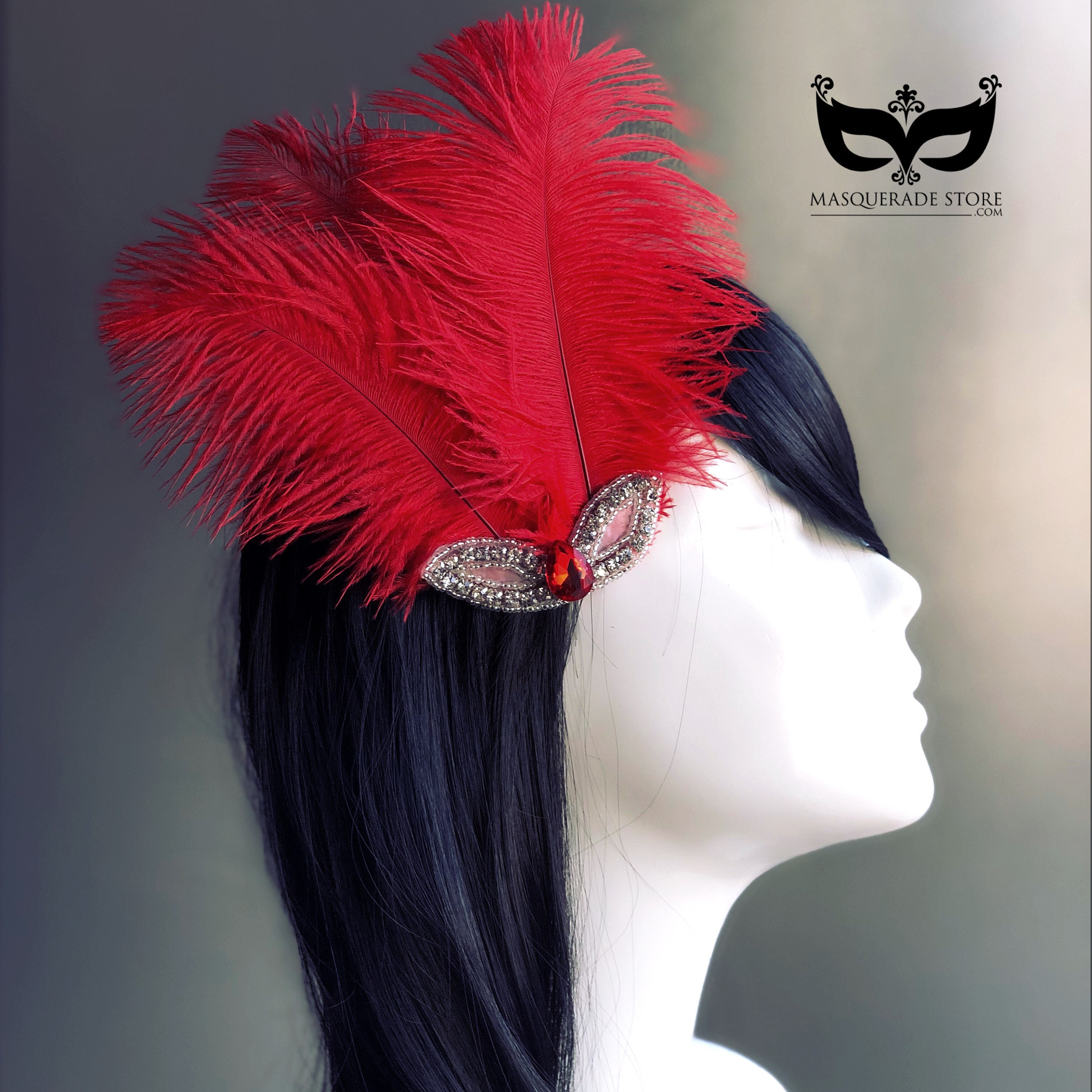 Red Feather Hair Clip Women's Flapper Inspired Feather Hair Clips True ...