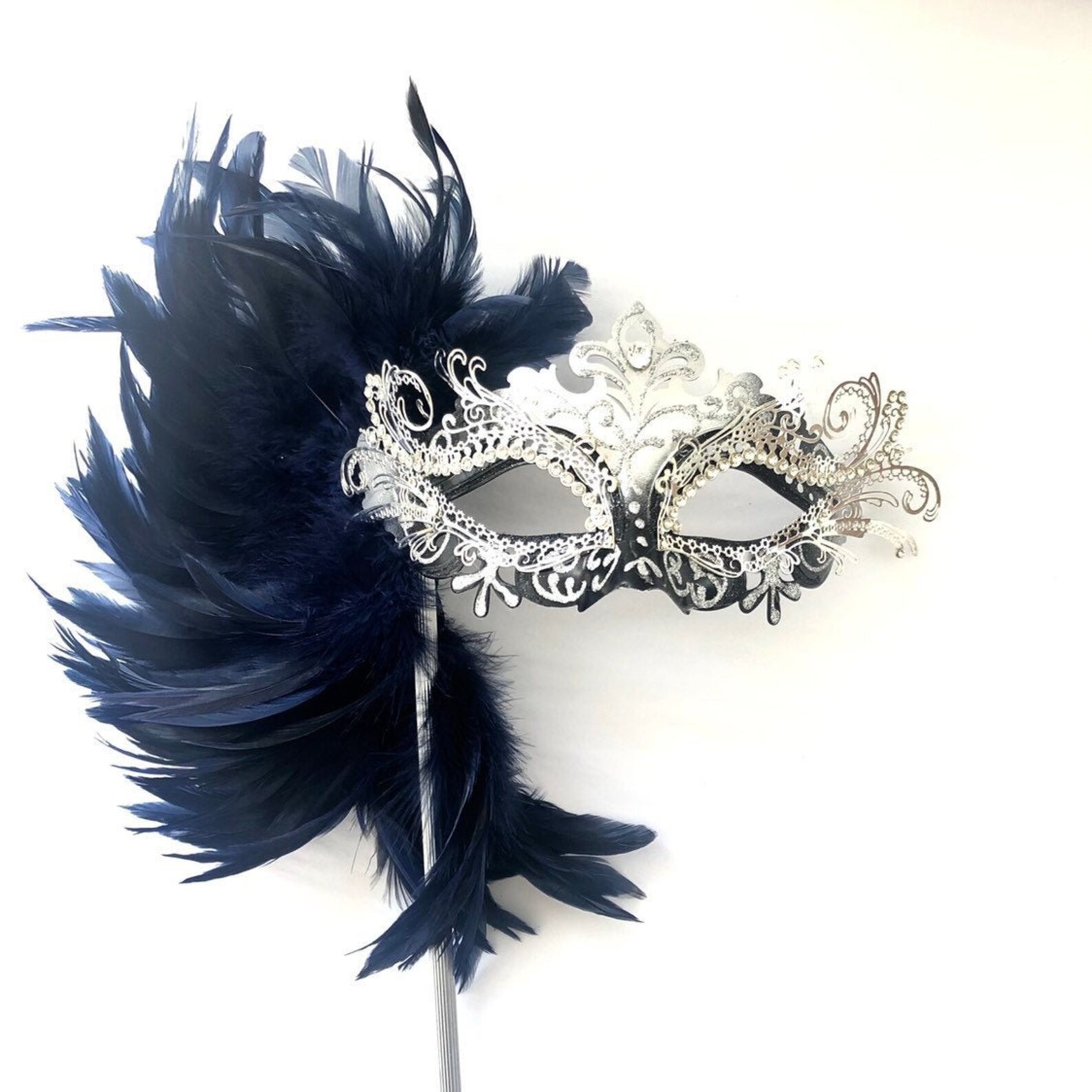 Navy Blue luxury feather masquerade mask by HigginsCreek | Etsy