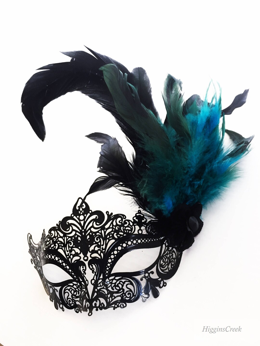 Teal Women Masquerade Mask Feather Masks Mardi Gras Masks, Teal ...