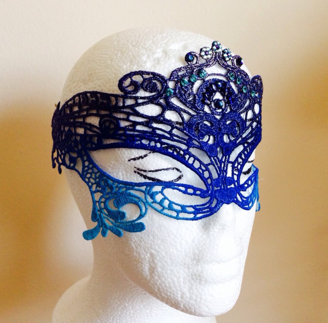 Masquerade Mask Blue, Dance Costume Mask, Peacock Dance Costume Mask ...