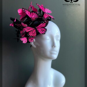 Pink Butterfly Fascinator Pink Party Hat Butterfly Headpiece, Pink ...