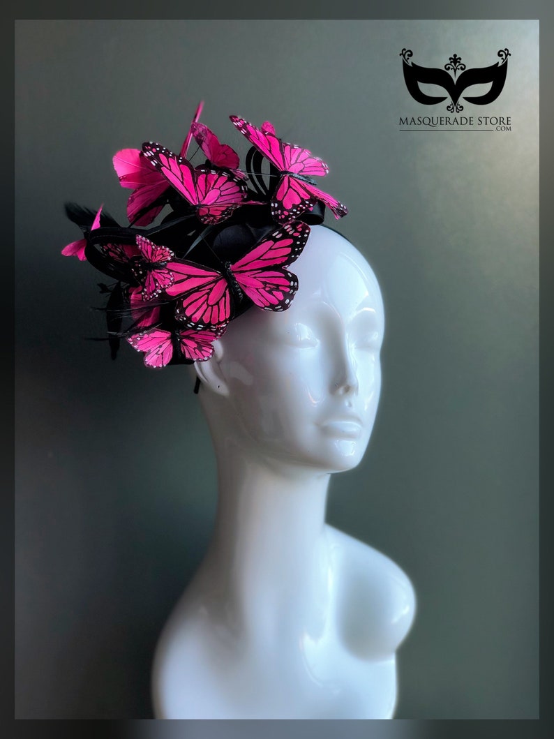 Pink Butterfly Fascinator Pink Party Hat Butterfly Headpiece - Etsy