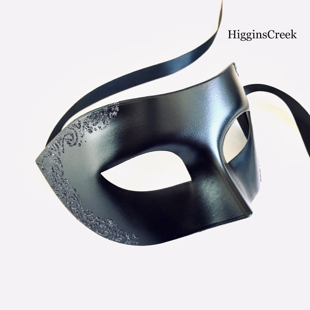 Black Mens Masquerade Mask - Venetian Black Tie Masked Ball, Halloween ...