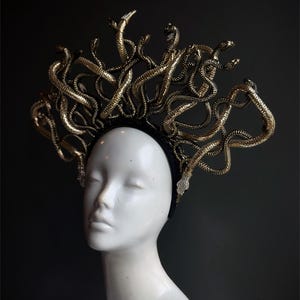 Medusa Costume Halloween Snake Headband - Adult - Gold/black - Etsy